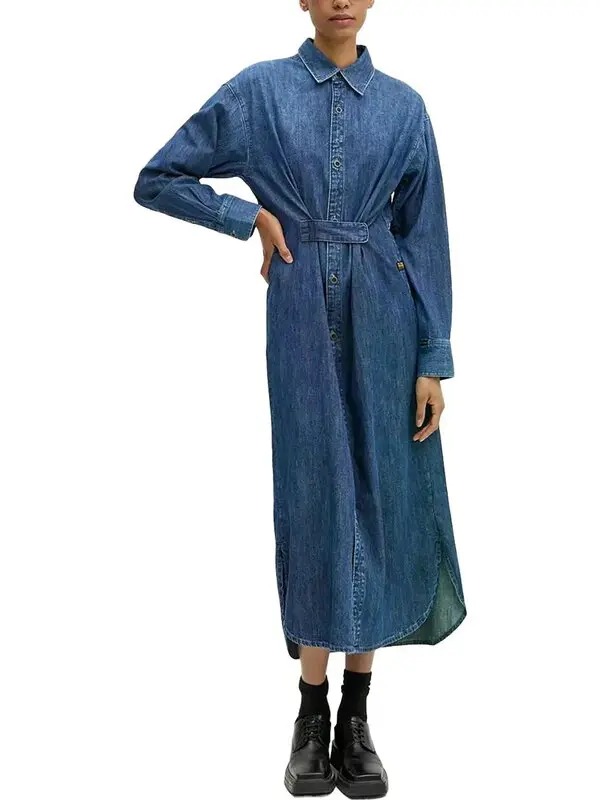 G-star Raw Denim Shirt Midi Dress - Blue
