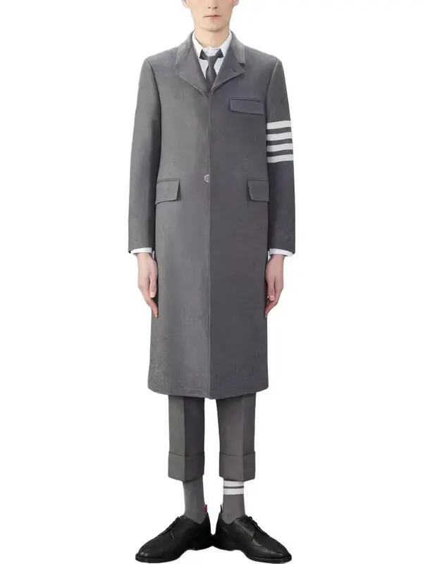 Thom Browne Four-bar Single-breasted Coat - Grey