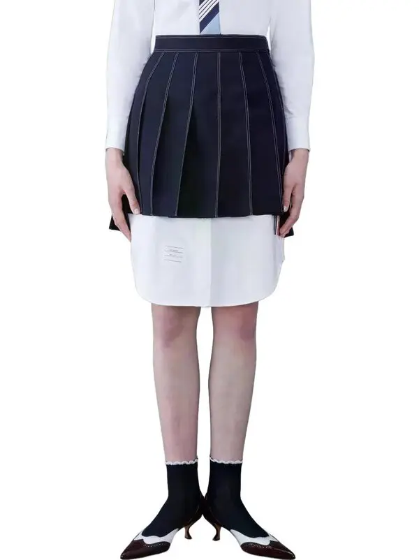 Thom Browne Pleated Mini Skirt - Blue