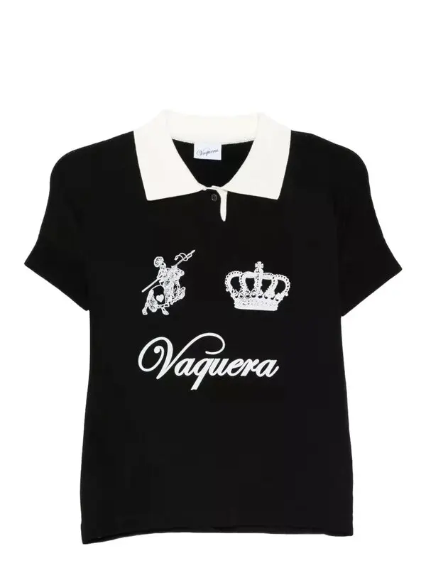 Vaquera Crown-embellished Polo Shirt - Black