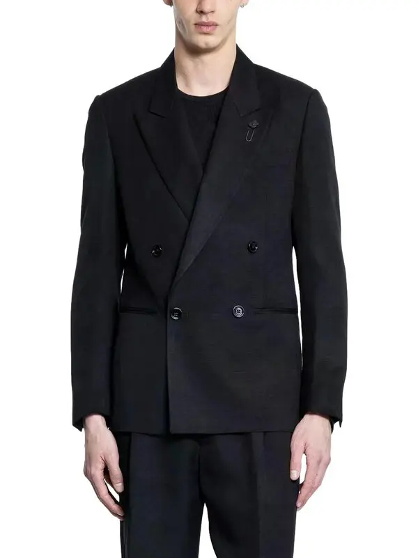 LARDINI Double-breasted Blazer - Black