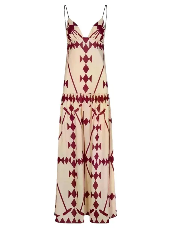 Johanna Ortiz Zea Palm Geometric-print Dress - Neutrals
