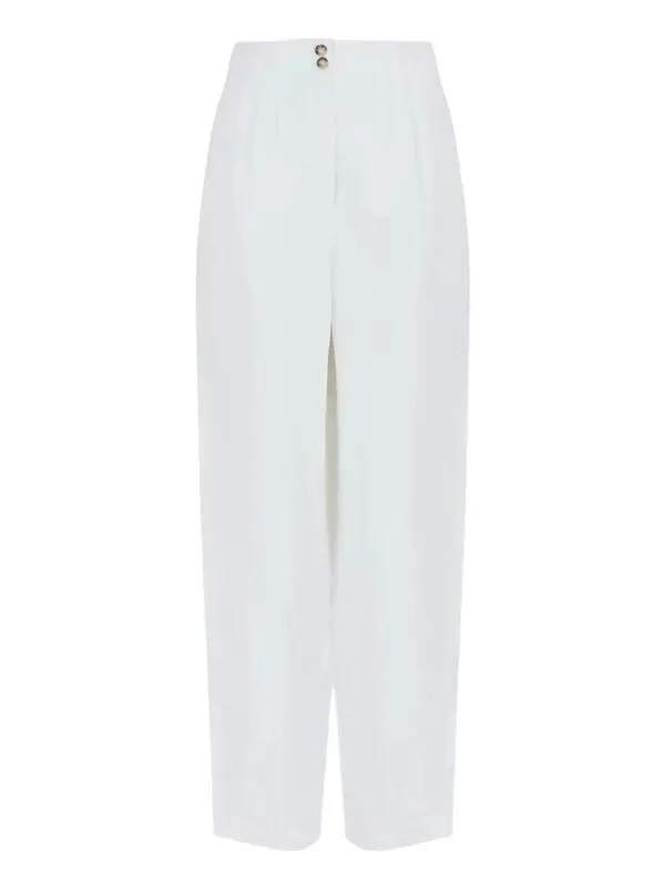 Emporio Armani Pleated-front Linen Trousers - White