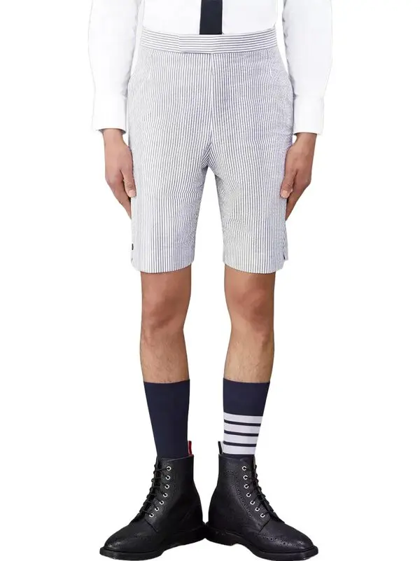 Thom Browne Striped Back-strap Shorts - Blue
