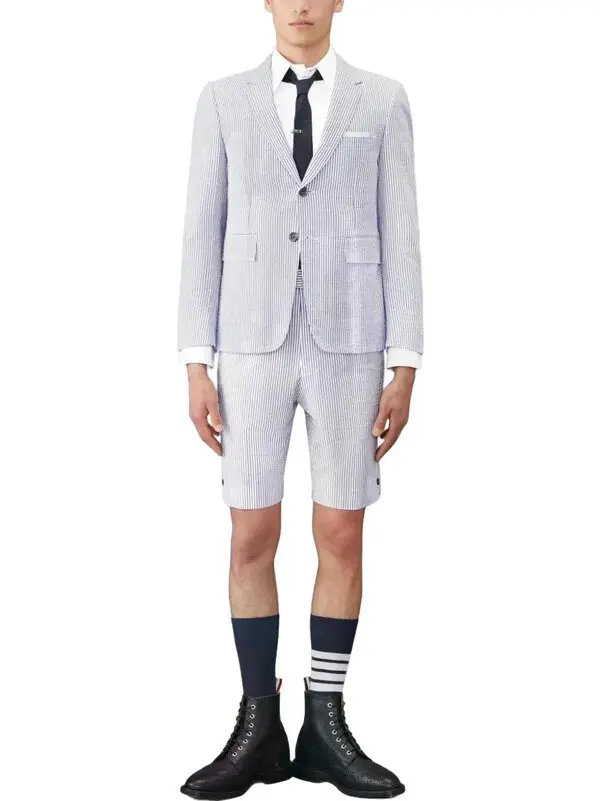 Thom Browne Striped Back-strap Shorts - Blue
