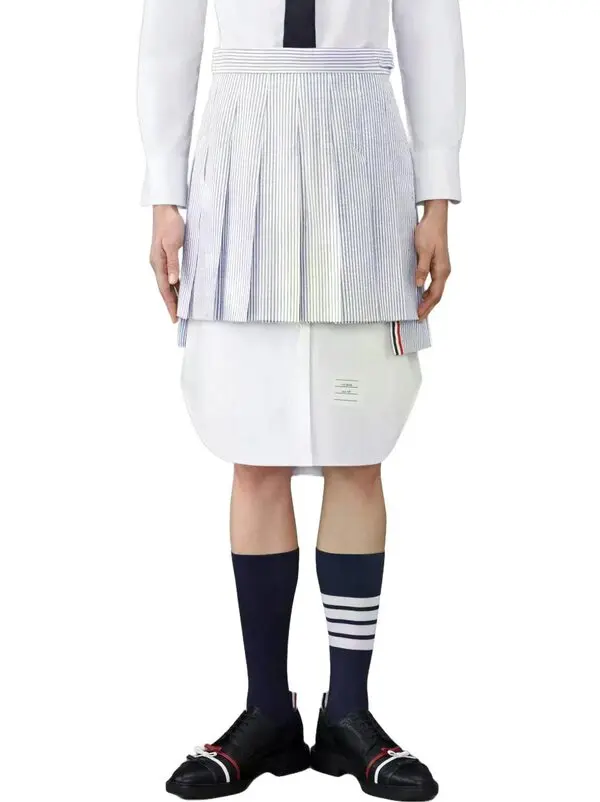 Thom Browne Striped Pleated Mini Skirt - Blue