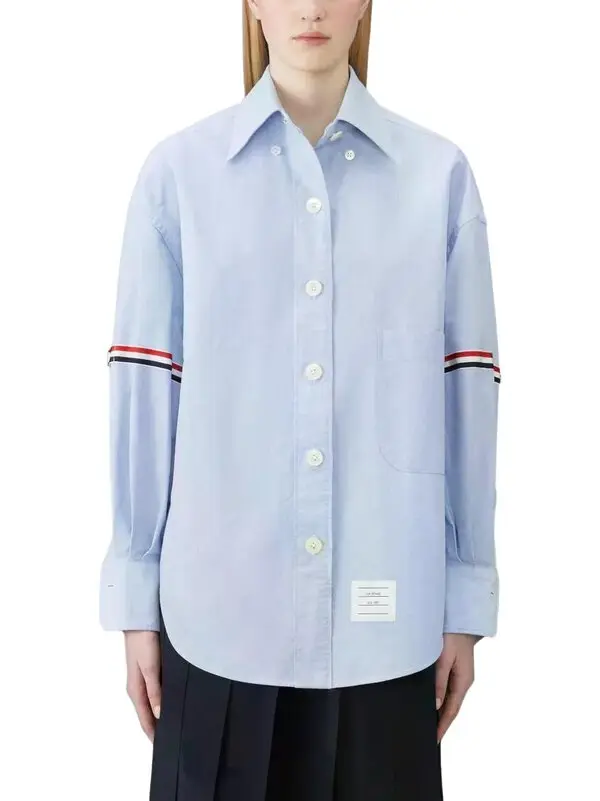 Thom Browne Grosgrain-trimmed Shirt - Blue