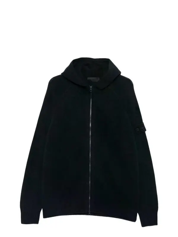 Stone Island Zip-up Hoodie - Black