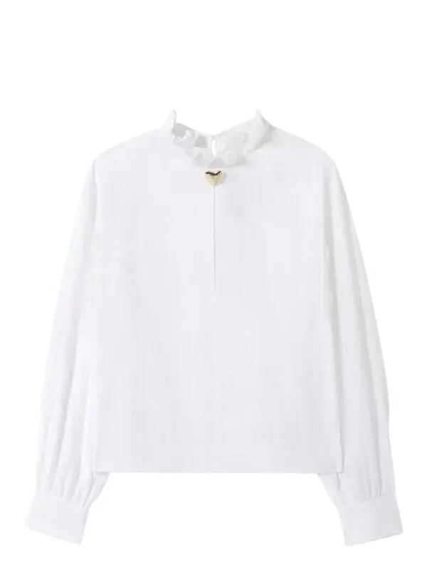 Claudie Pierlot Heart-embellished Striped Blouse - White