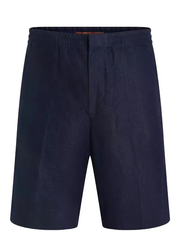 Zegna Elasticated-waist Linen Shorts - Blue