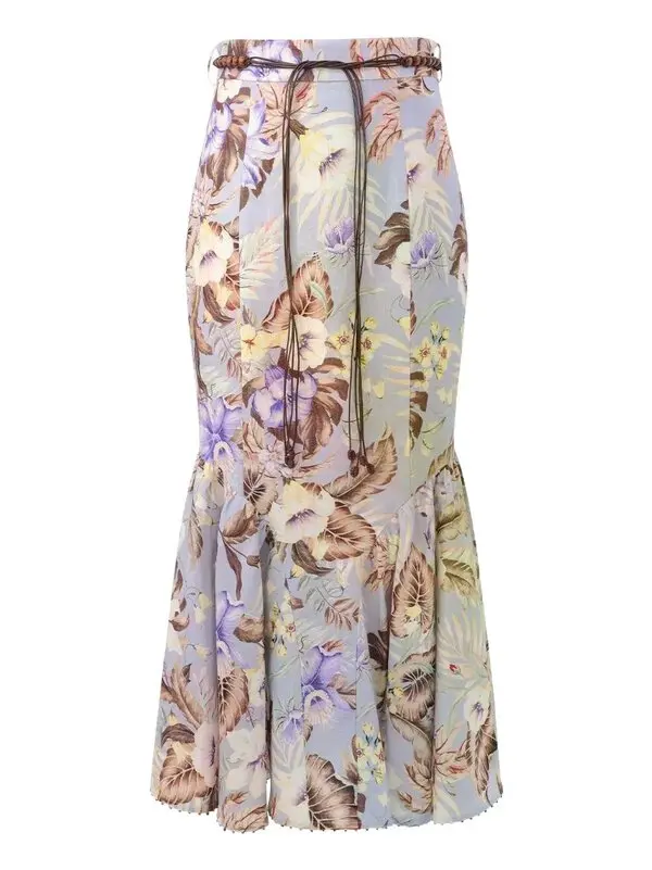Zimmermann Floral-print Flared Midi Skirt - Purple