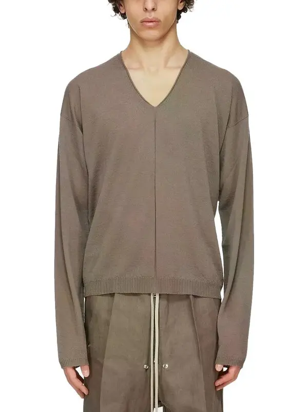 Rick Owens V-neck Ribbed-panel Sweater - Neutrals