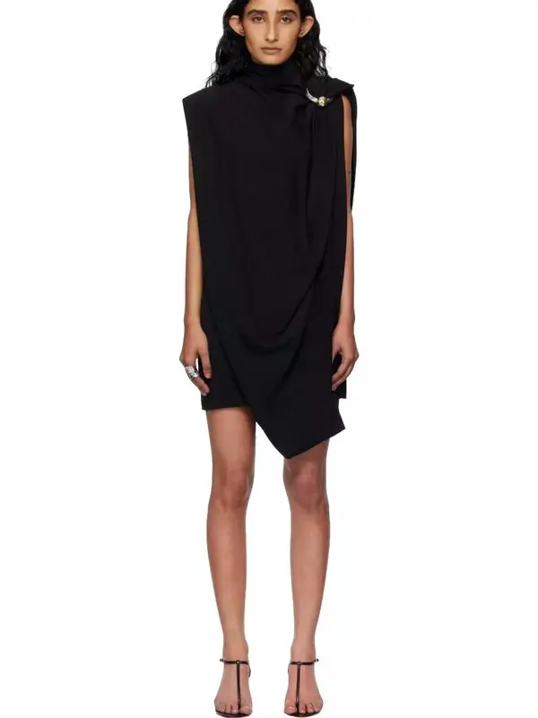 Jean Paul Gaultier Draped Asymmetrical Dress - Black