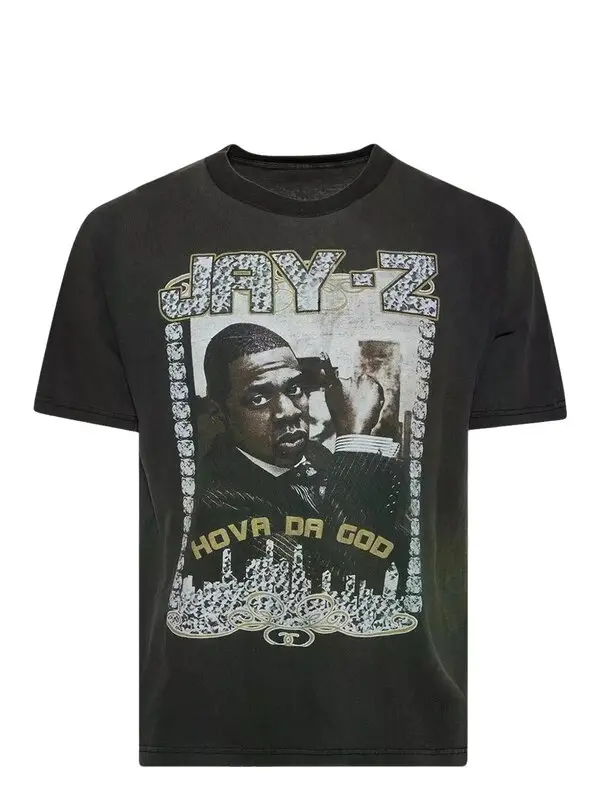 EARTHLING VIP Jay-z Portrait Cotton T-shirt - Black