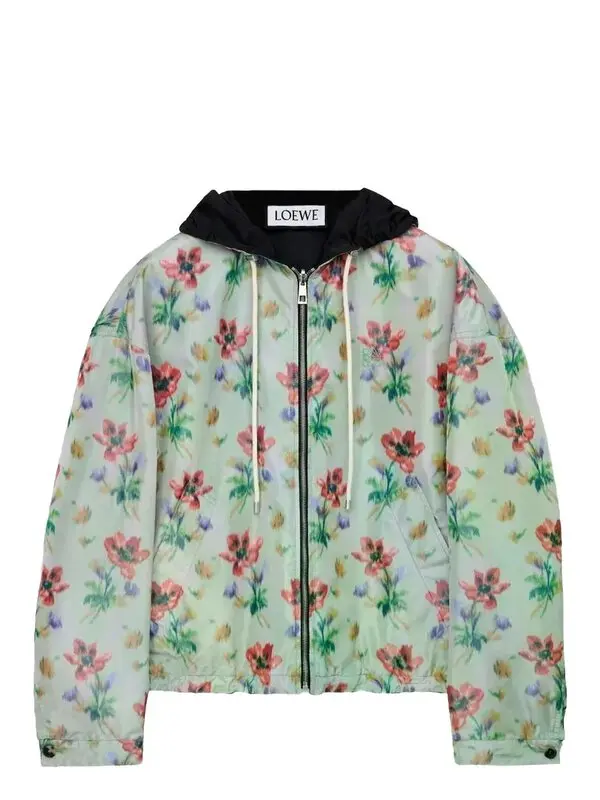 Loewe Reversible Floral-print Hooded Jacket - Green