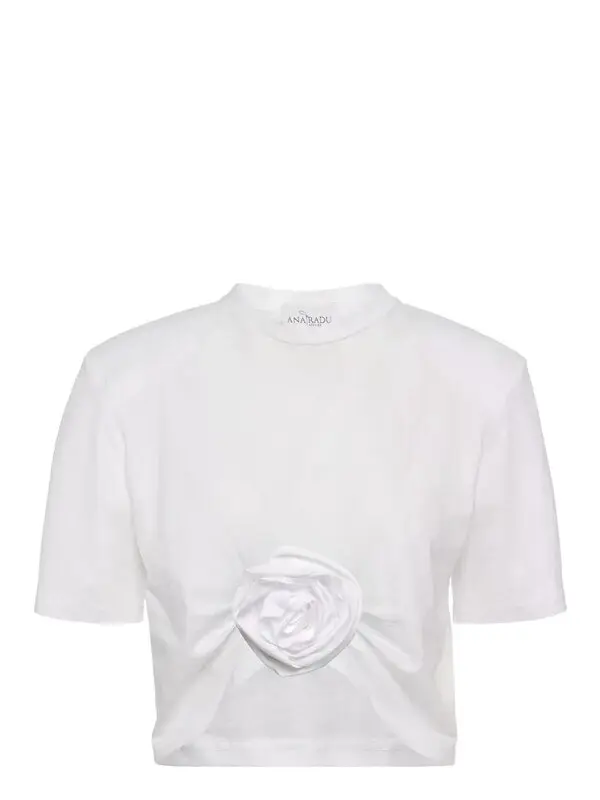 ANA RADU Rose-embellished Cropped Top - White