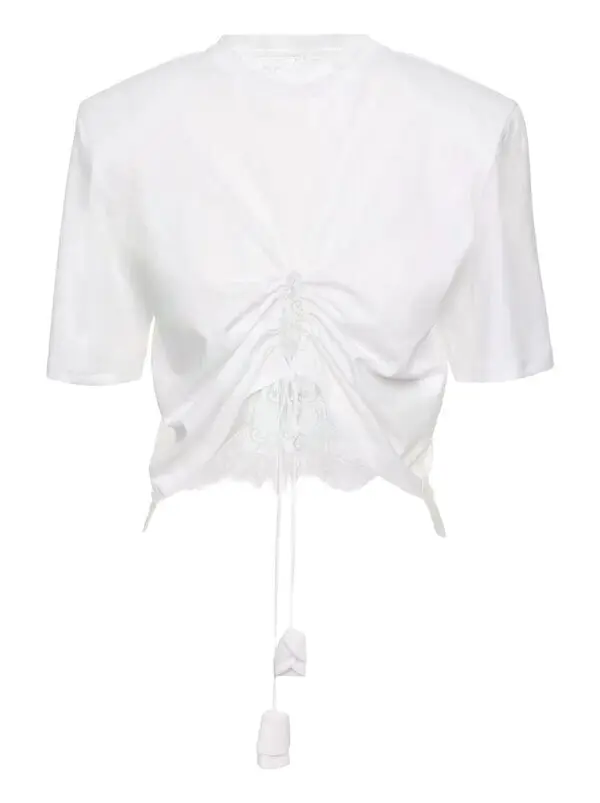 ANA RADU Lace-trimmed Cinched Top - White