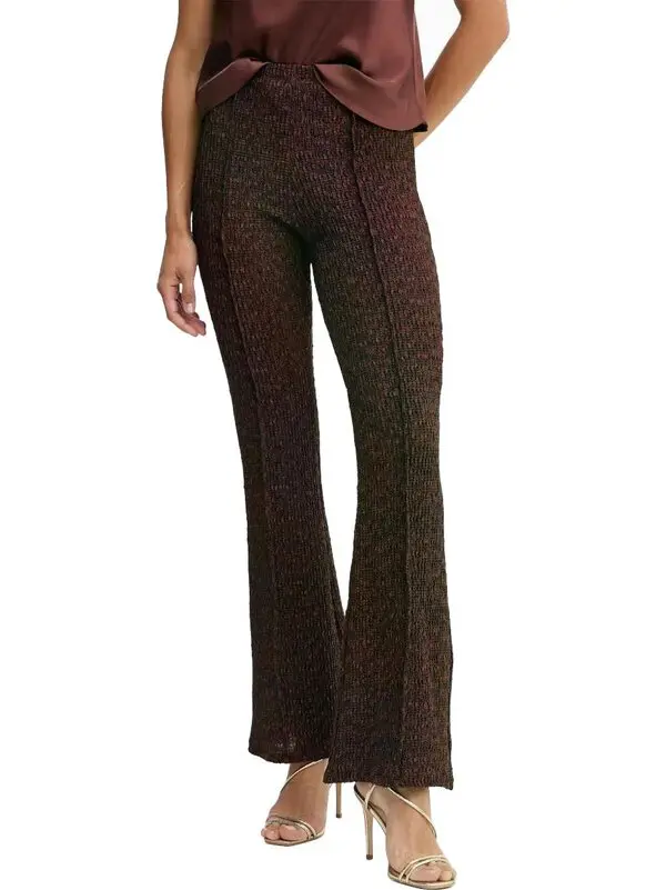 Guess Textured Flared Trousers - Brown