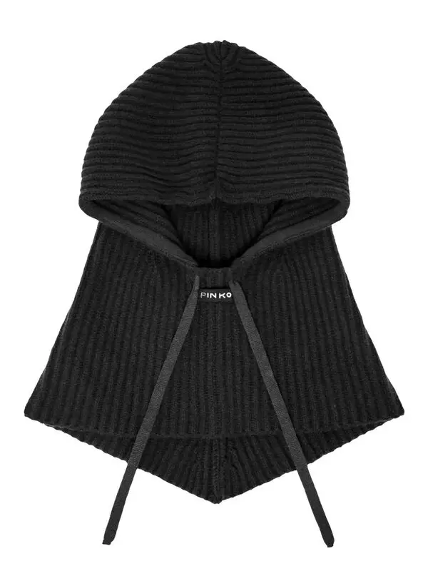 Pinko Ribbed Knit Balaclava - Black