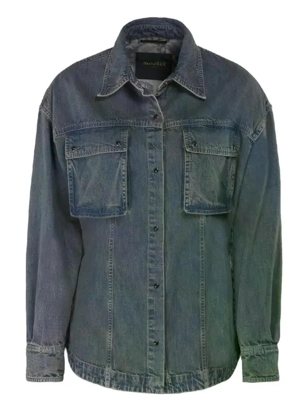 MOORER Double-pocket Denim Shirt - Blue