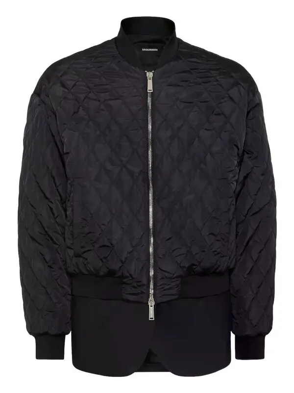 Dsquared2 Quilted Zip-up Bomber Jacket - Black