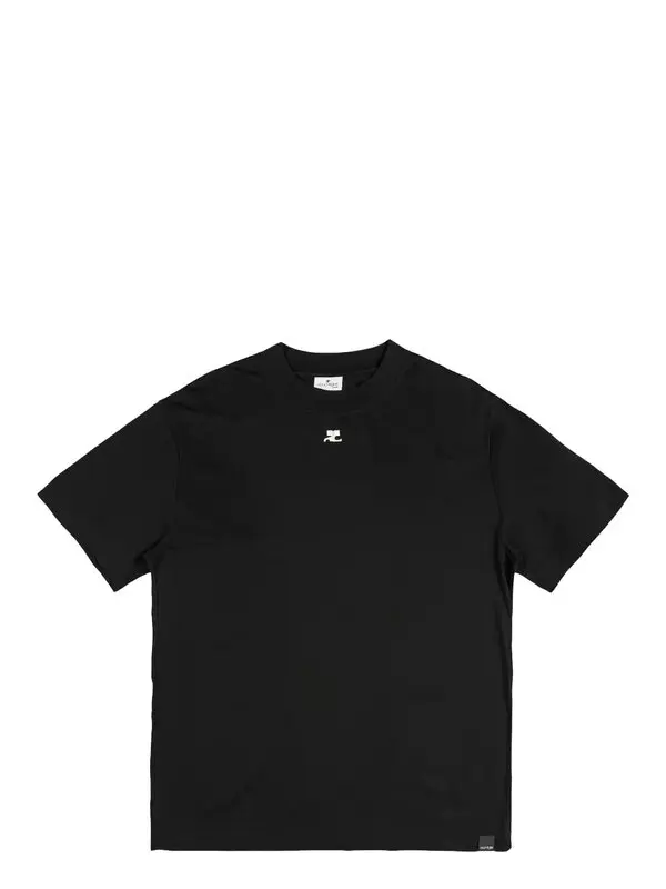 COURREGES Logo-embroidered T-shirt - 9999 Black