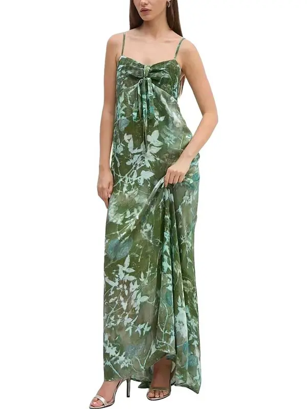 SANDRO FERRONE Pleated Tie-front Maxi Dress - Green