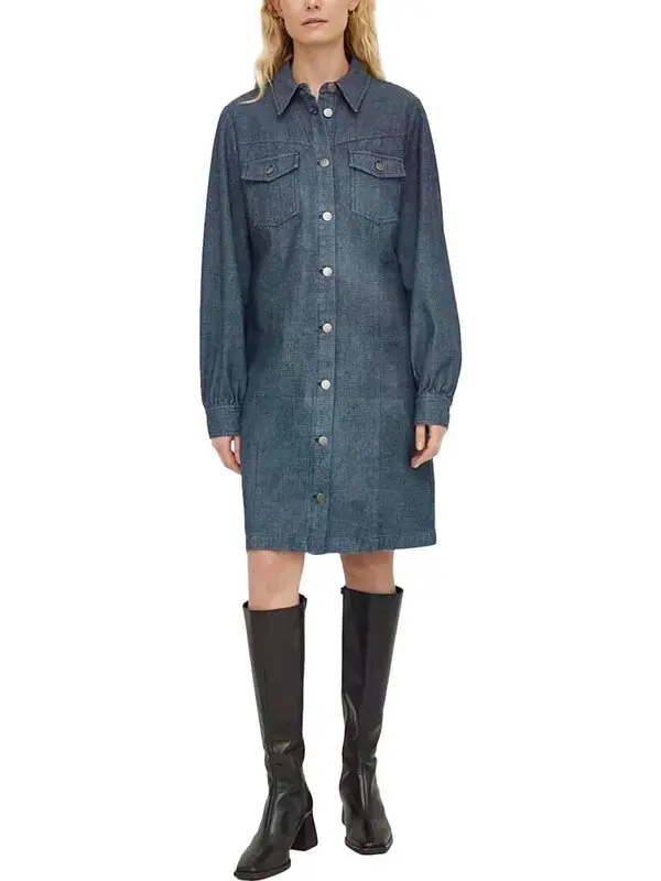 BRUUNS BAZAAR Collared Mini Shirt Dress - Blue