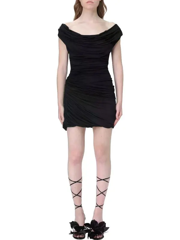 Magda Butrym Cowl-neck Draped Mini Dress - Black