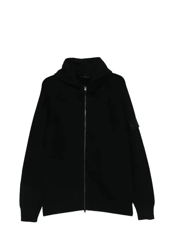 Stone Island Zip-up Hoodie - Black