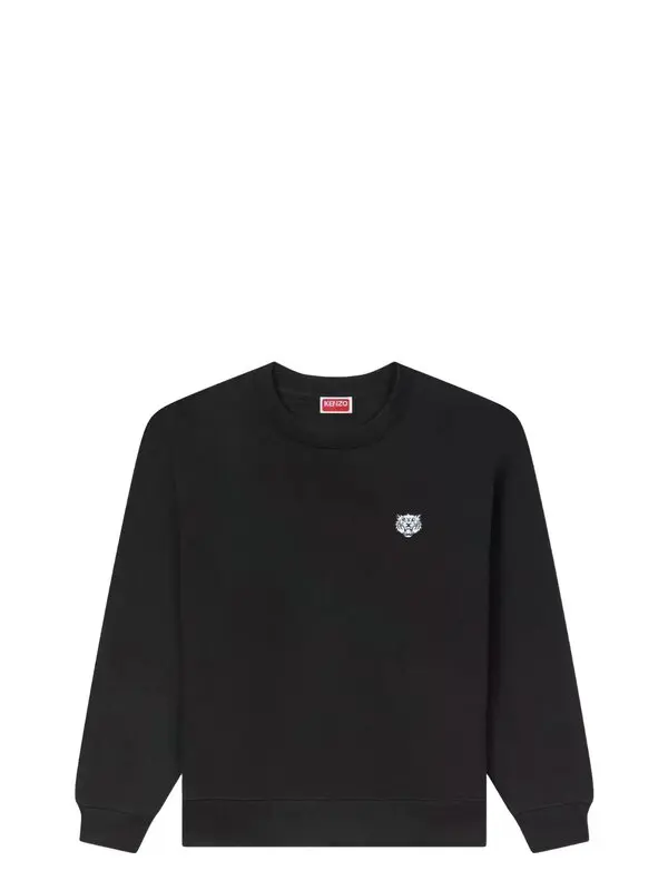 Kenzo Crew-neck Sweatshirt With 'happy Tiger' Embroidery - Black