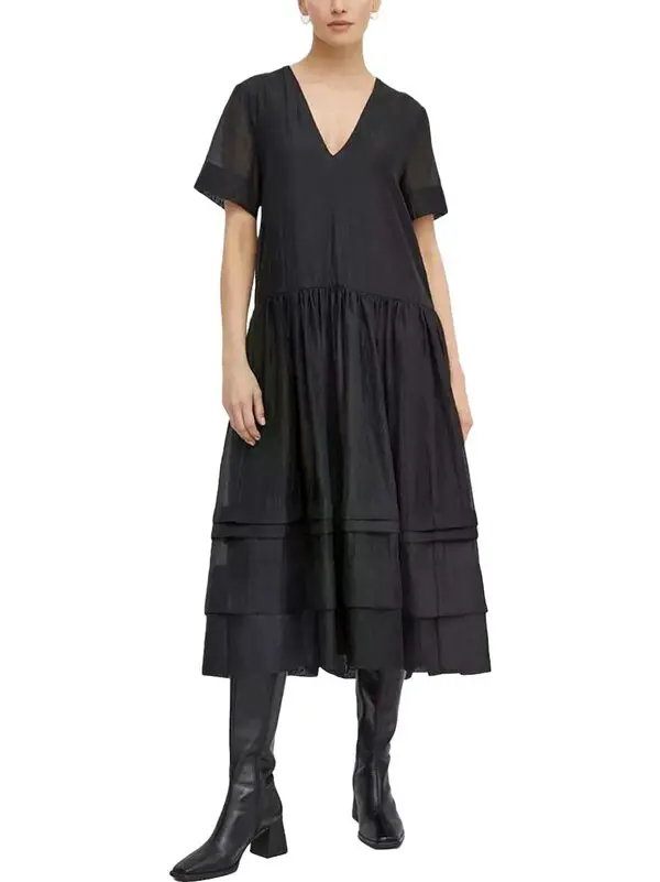 LOVECHILD Hounda V-neck Midi Dress - Black