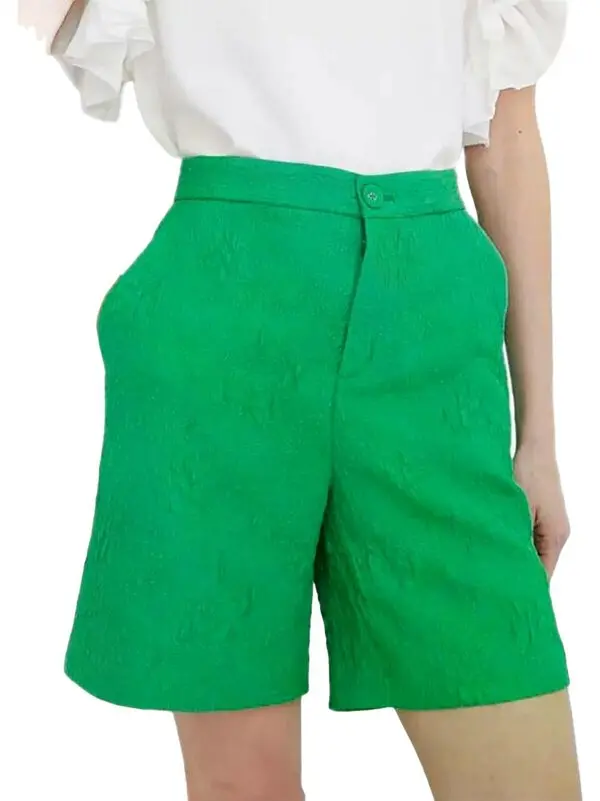CUSTOMMADE Textured High-waisted Shorts - Green