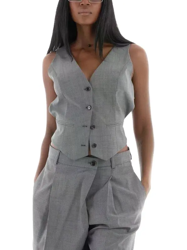BOSS Button-down Sleeveless Vest - Grey