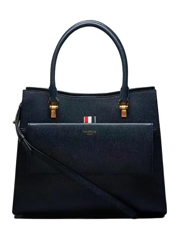 Thom Browne Pebble Grain Leather Tote - Blue