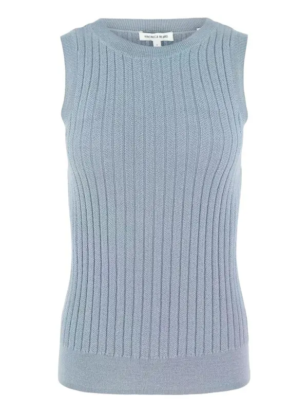 Veronica Beard Ribbed Sleeveless Tank Top - Blue