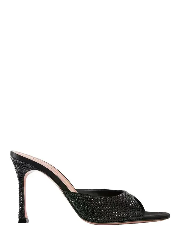 Amina Muaddi Crystal-embellished Heeled Mules - Black