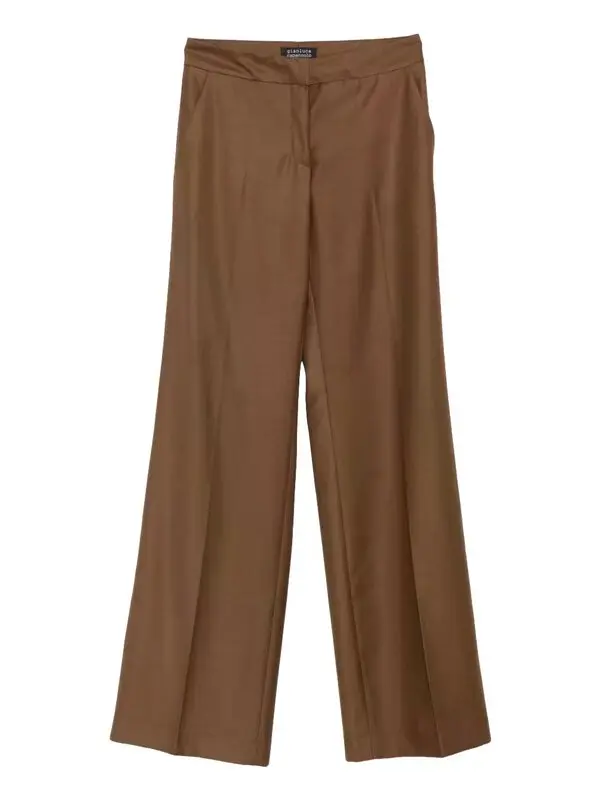 GIANLUCA CAPANNOLO Pleated Wide-leg Trousers - Brown