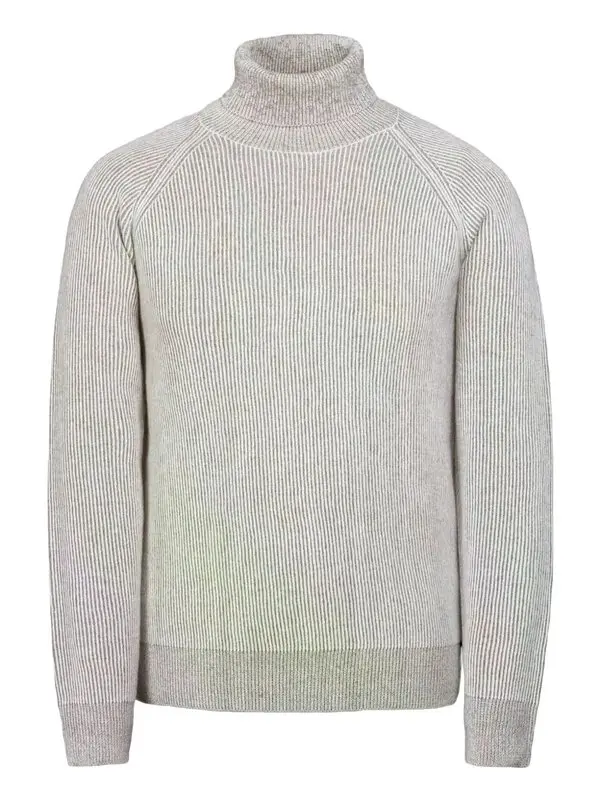MOORER Ribbed Turtleneck Sweater - Grey