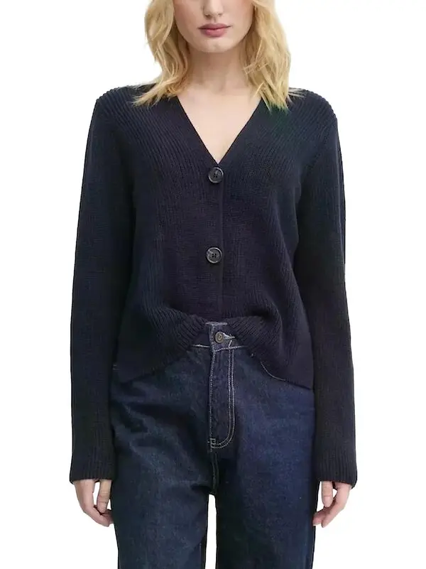 Marc O'polo Ribbed V-neck Cardigan - Blue
