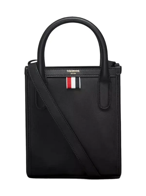 Thom Browne Vertical Leather Tote Bag - Black