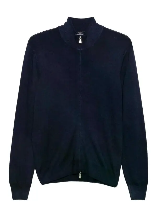 BARBA NAPOLI Zip-neck Wool Sweater - Blue