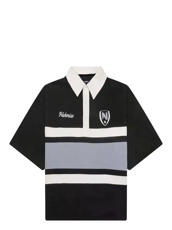 NAHMIAS Stripe-panel Polo Shirt - Black