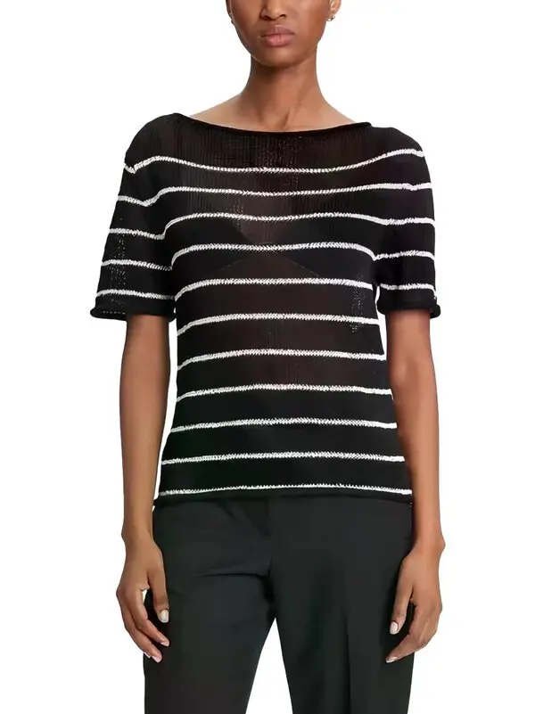 Tommy Hilfiger Striped Boat-neck T-shirt - Black