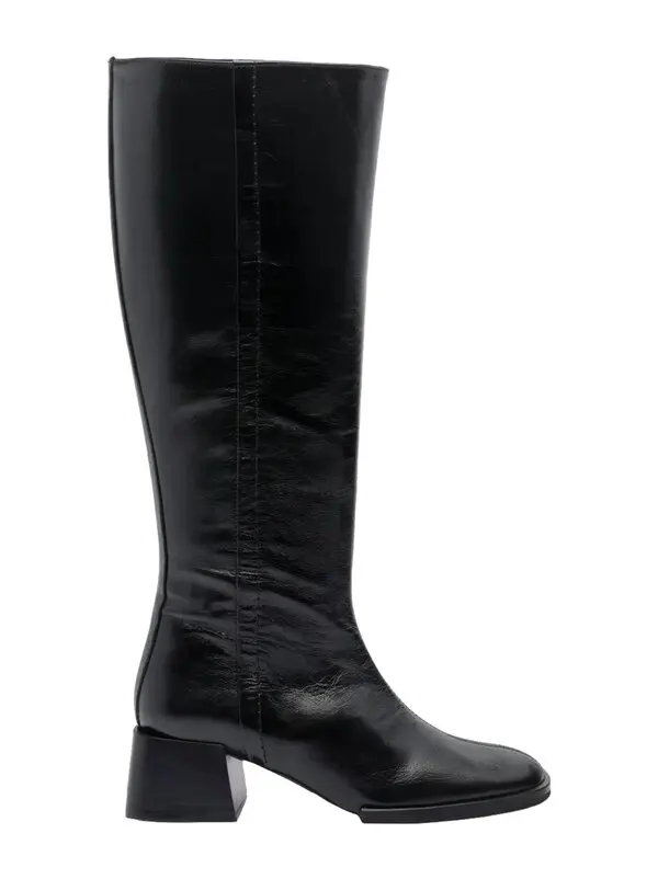 POEVE 50mm Leather Zip-detail Boots - Black