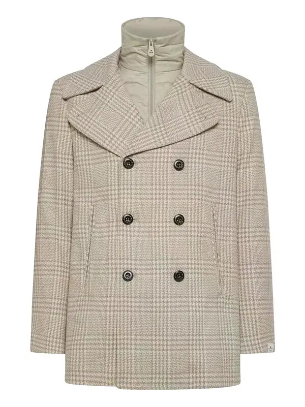 Peuterey Double-breasted Check-print Coat - Neutrals