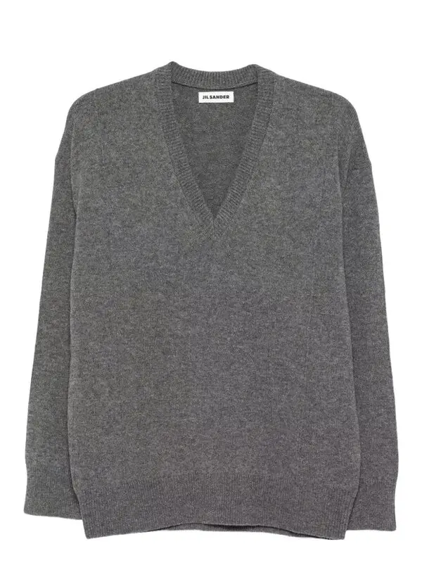 JIL SANDER V-neck Wool-cashmere Blend Sweater - Grey
