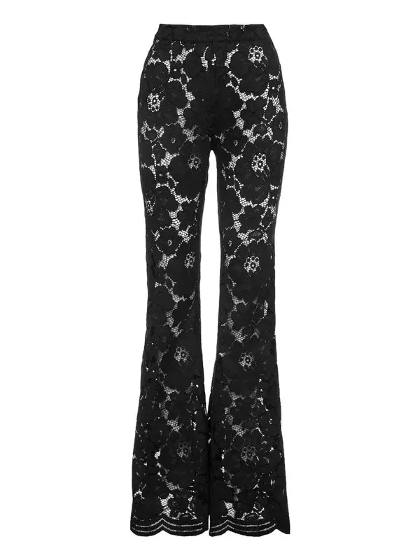 ANA RADU Floral Lace Trousers - Black