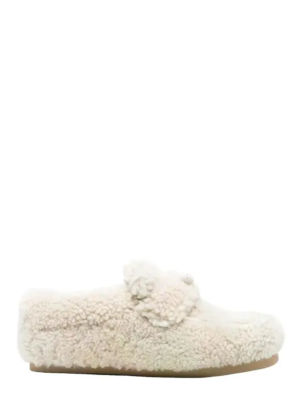 Fabiana Filippi Shearling Button Loafers - Neutrals