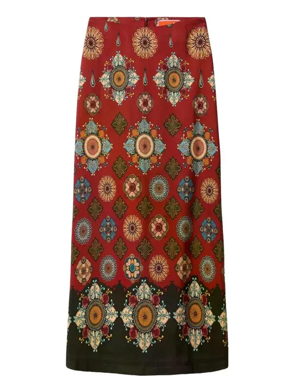 La DoubleJ Floral-print Midi Skirt - Red